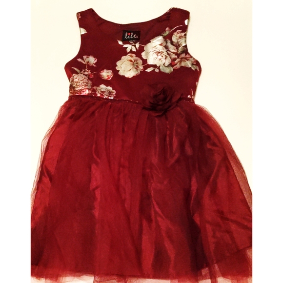lilt | Dresses | Lilt Burgundy Dress With Silver Floral Pattern | Poshmark